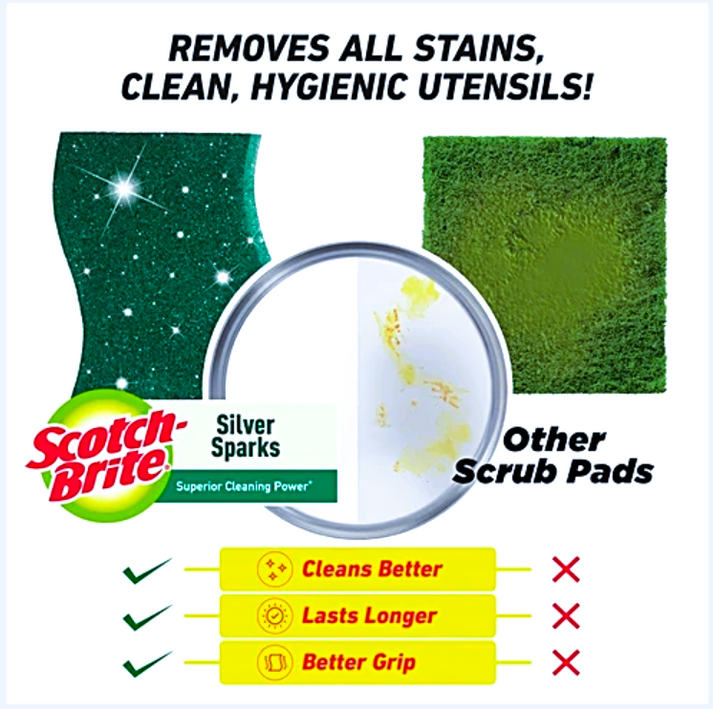 Scotch Brite Silver Sparks Scrub Pad, 3 pcs – Panchamrutha